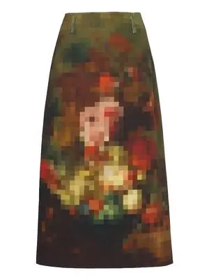 Dries Van Noten Printed Cotton Canvas Midi Skirt - Multicoloured