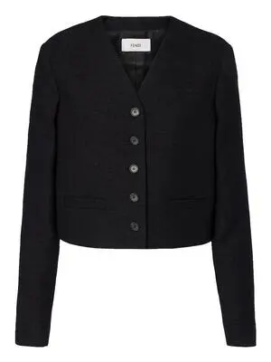 Fendi Wool-blend Bouclé Jacket - Black