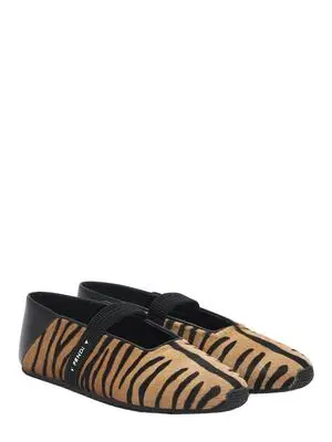 Fendi Academia Calf Hair Ballet Flats - Brown