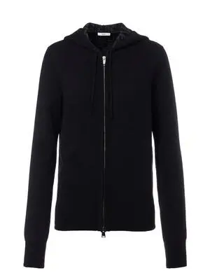 Fendi Zucca Cashmere-blend Zip-up Hoodie - Black