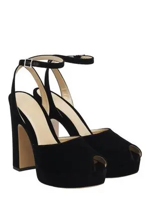 Fendi Velvet Platform Sandals - Black