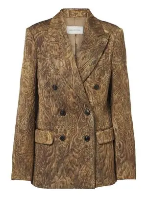 Dries Van Noten Jacquard Double-breasted Jacket - Gold