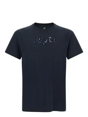 Fendi Logo Embroidery T-shirt - Blue