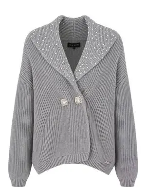 IZAAK AZANEI Toteme Pearl-embellished Oversized Cardigan - Grey