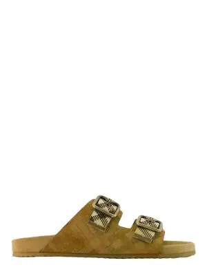 Burberry Check Suede Urchin Sandals Brown