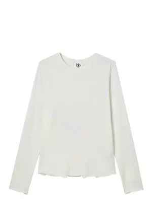 B+AB Lettuce-hem Long-sleeve T-shirt White