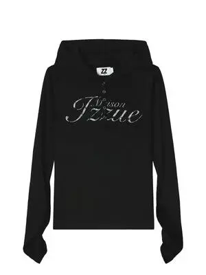 Izzue Logo-print Button-up Hoodie - Black
