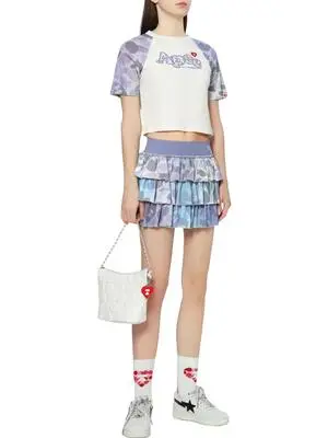 AAPE BY *A BATHING APE Camouflage-print Ruffled Mini Skirt - Purple