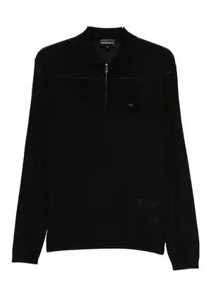 Emporio Armani Quarter-zip Polo-collar Polo Shirt - Black