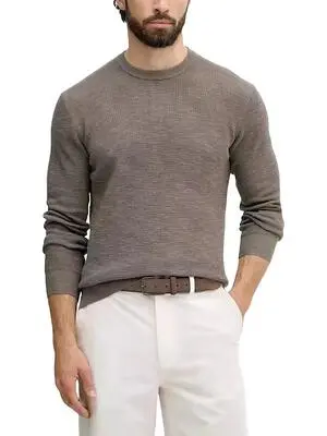 BENETTON Waffle-knit Crew-neck Sweater - Brown