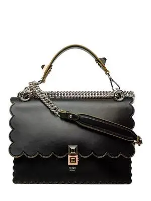 Fendi 2010-2026 Medium Scalloped Leather Kan I Satchel - Black