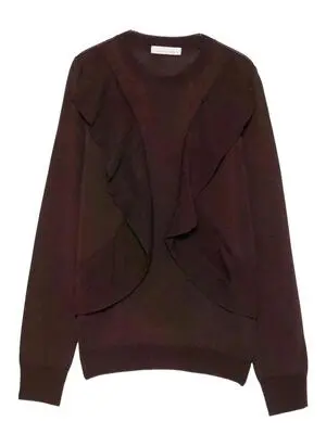 Liviana Conti Ruffled Long-sleeve Sweater - Brown