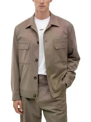 Hugo Button-up Chest-pocket Overshirt - Neutrals