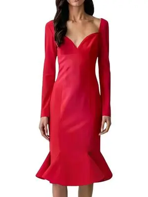 Pinko Sweetheart-neck Midi Dress - Red