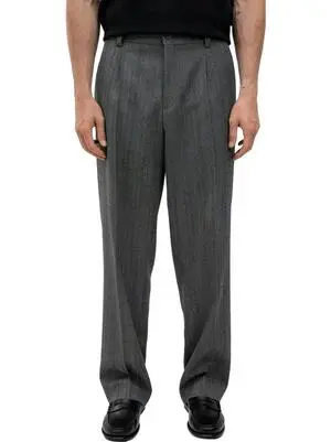 Hugo Modern-fit Pants In Herringbone Fabric - Grey