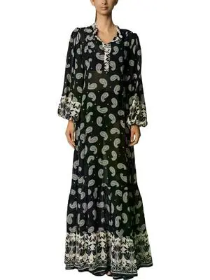 MIAU BY CLARA ROTESCU Paisley-print Maxi Dress - Black