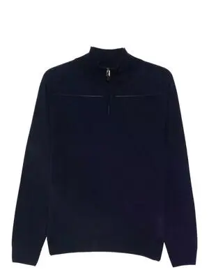 Canali Quarter-zip Knitted Sweater - Blue