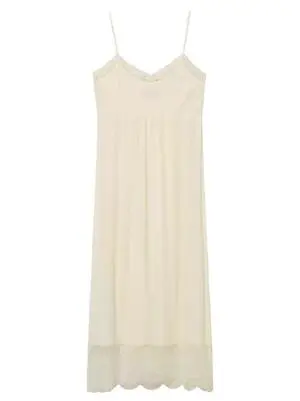 Simone Rocha Lace-trim Slip Midi Dress - Neutrals