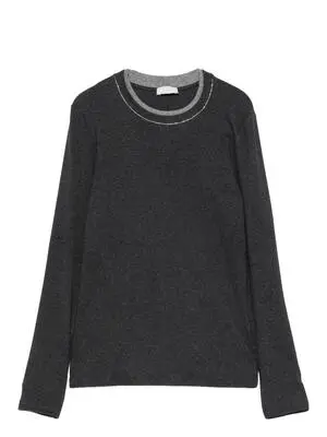Peserico Bead-embellished Long-sleeve T-shirt - Grey