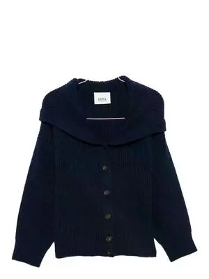 Erika Cavallini Donato Ribbed-knit Hooded Cardigan - Blue