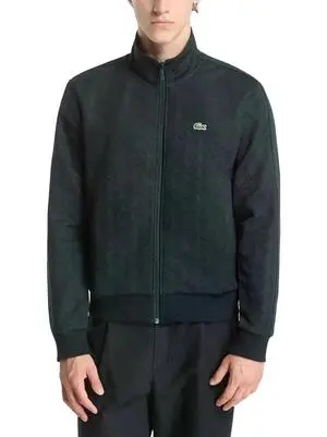 Lacoste Paris Monogram-jacquard Zip-up Sweatshirt - Green