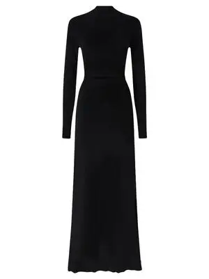 Pinko Long Wool-blend Dress With Cut-out - Black