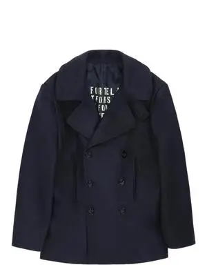 FORTELA Double-breasted Wool Coat - Blue