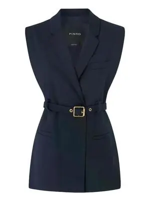 Pinko Vest With Open Sides And Belt Blue