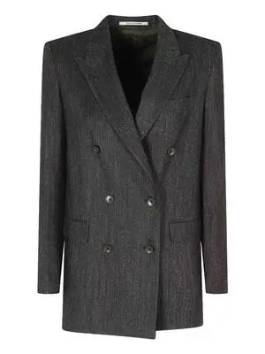Tagliatore Herringbone Double-breasted Blazer - Grey
