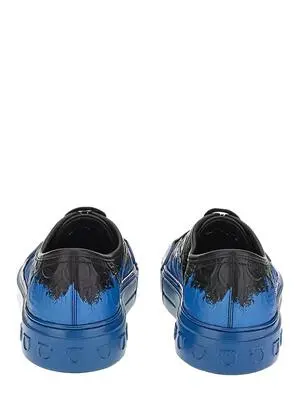FERRAGAMO Gancini-embossed Leather Sneakers Black