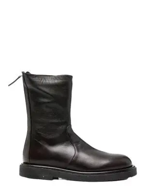 POMME D´OR Rear-zip Leather Ankle Boots - Brown
