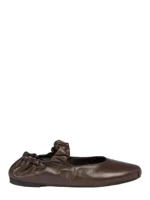 SEMICOUTURE Ivy Ruffled Leather Ballet Flats