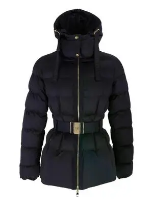 Elisabetta Franchi Down Jacket In Voile Fabric Blue