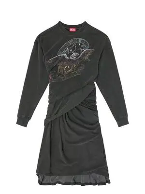 DIESEL® Sweatshirt Dress With Concert Graphics - Black