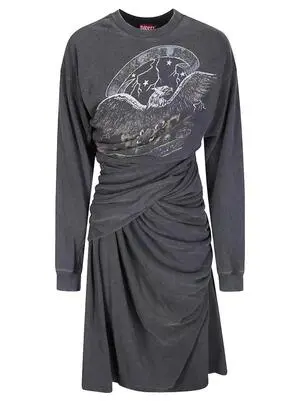 DIESEL® Graphic-print Draped Dress Grey