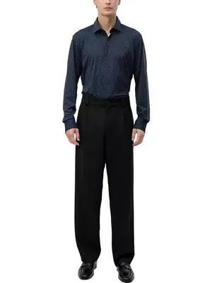 Hugo Geometric-print Long-sleeve Shirt - Blue