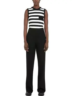 FERRAGAMO Ribbed-knit Side-stripe Trousers - Black