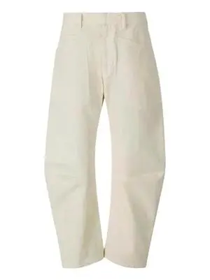 NILI LOTAN Corduroy Panelled Trousers Neutrals