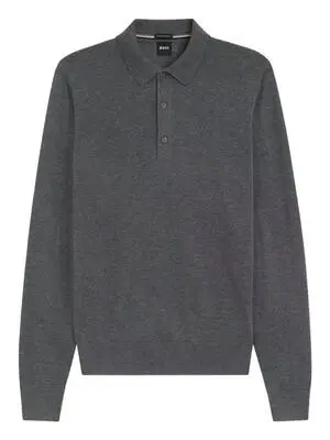 BOSS Merino Wool Polo Sweater - Grey