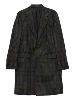 Caruso Checked Single-breasted Coat - Brown