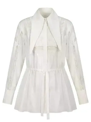 Valentino Garavani Lace-panelled Drawstring-waist Dress - White