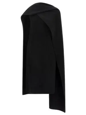 Khaite Ramona Draped-cape Dress - Black