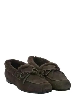 AeydĒ Jasper Shearling-trim Suede Loafers - Brown