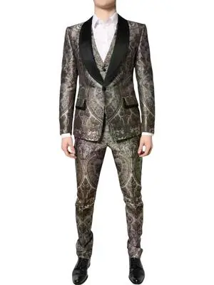 Dolce & Gabbana Baroque-jacquard Three-piece Suit - Grey