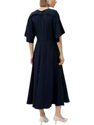 BOSS Long Office Dress In Stretch Crepe - Blue