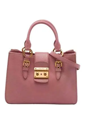 Miu Miu 2010-2026 Goatskin Madras Satchel - Pink