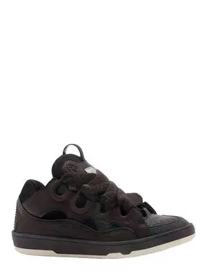 LANVIN Curb Lace-up Sneakers Brown