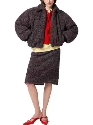 MSGM Bouclé-texture Bomber Jacket