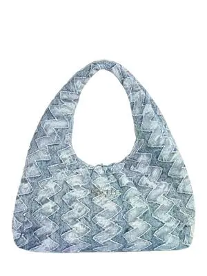 GAELLE PARIS Maxi Zigzag-patchwork Denim Shoulder Bag