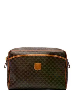 Celine 1997 Macadam Coated Canvas Clutch Bag - Brown